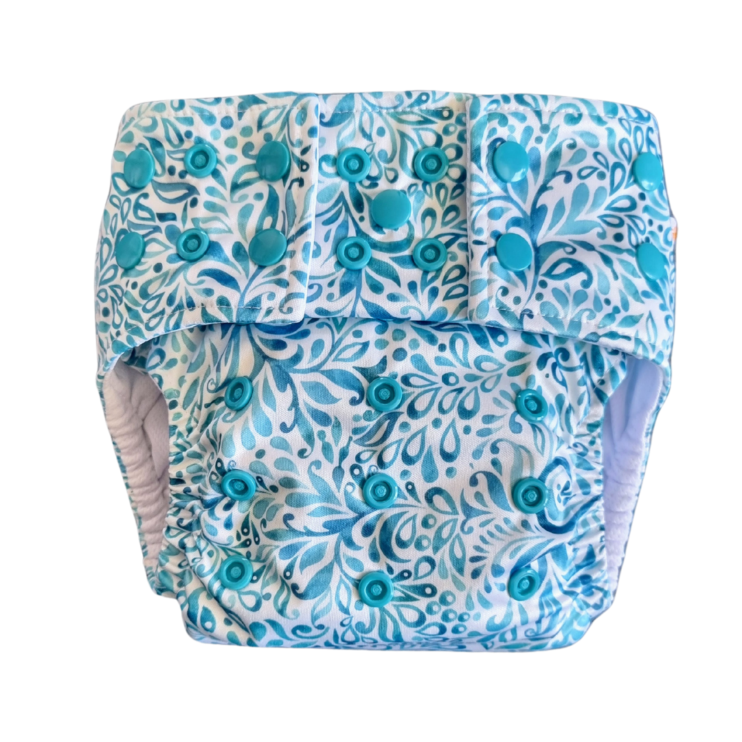 CWF/Minimi - Best Fit Premium Nappy - Ocean Swirls – Clever Wee Fox